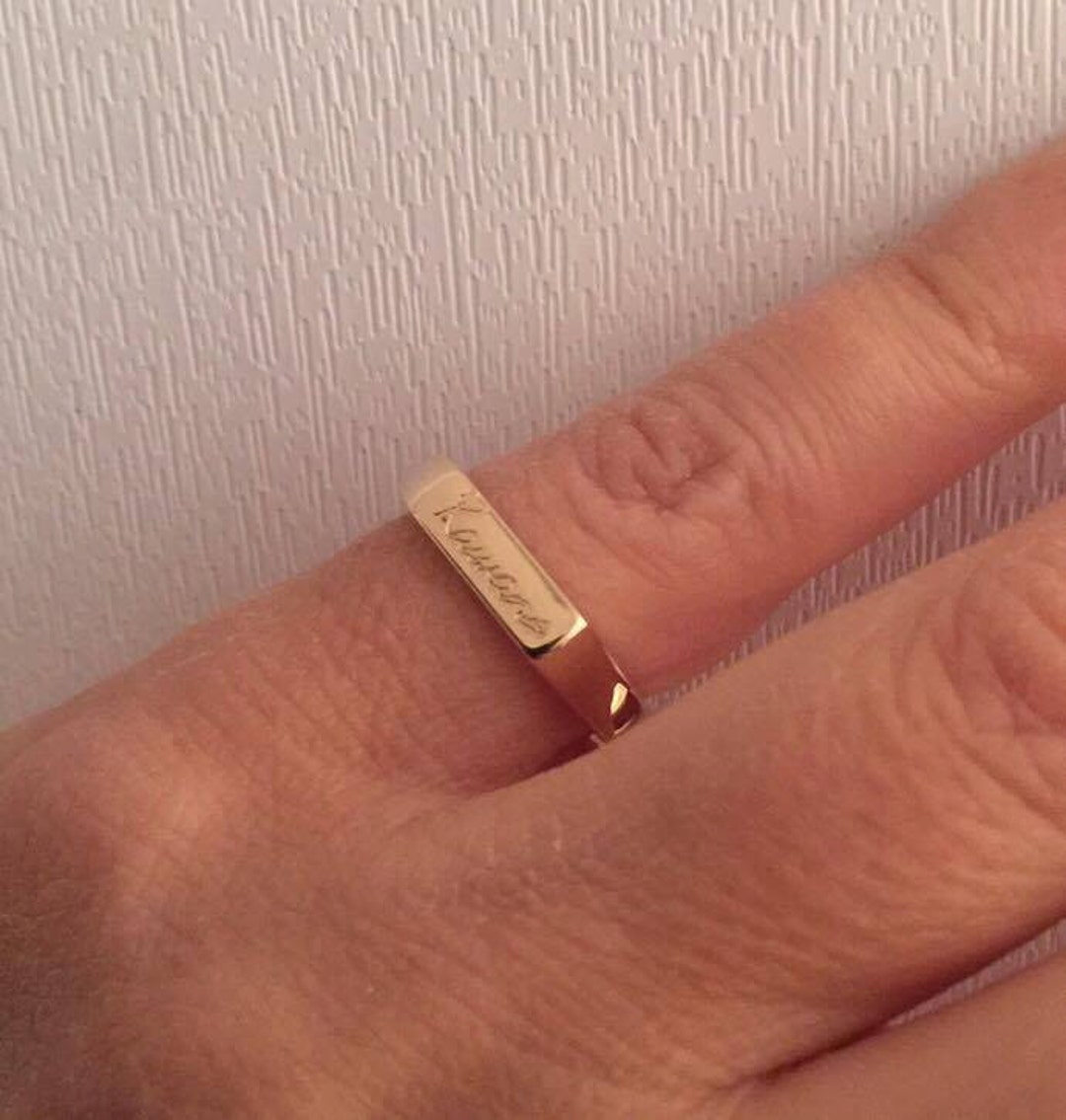 Engraved Initial Pinky Ring, 18k Gold Plated, Personalized Ring - Etsy