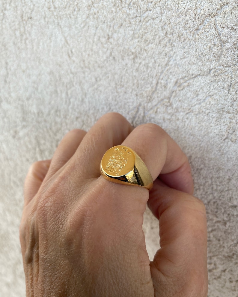 Family Crest Signet Ring, Pinky Ring, Image Engraved, College ...
