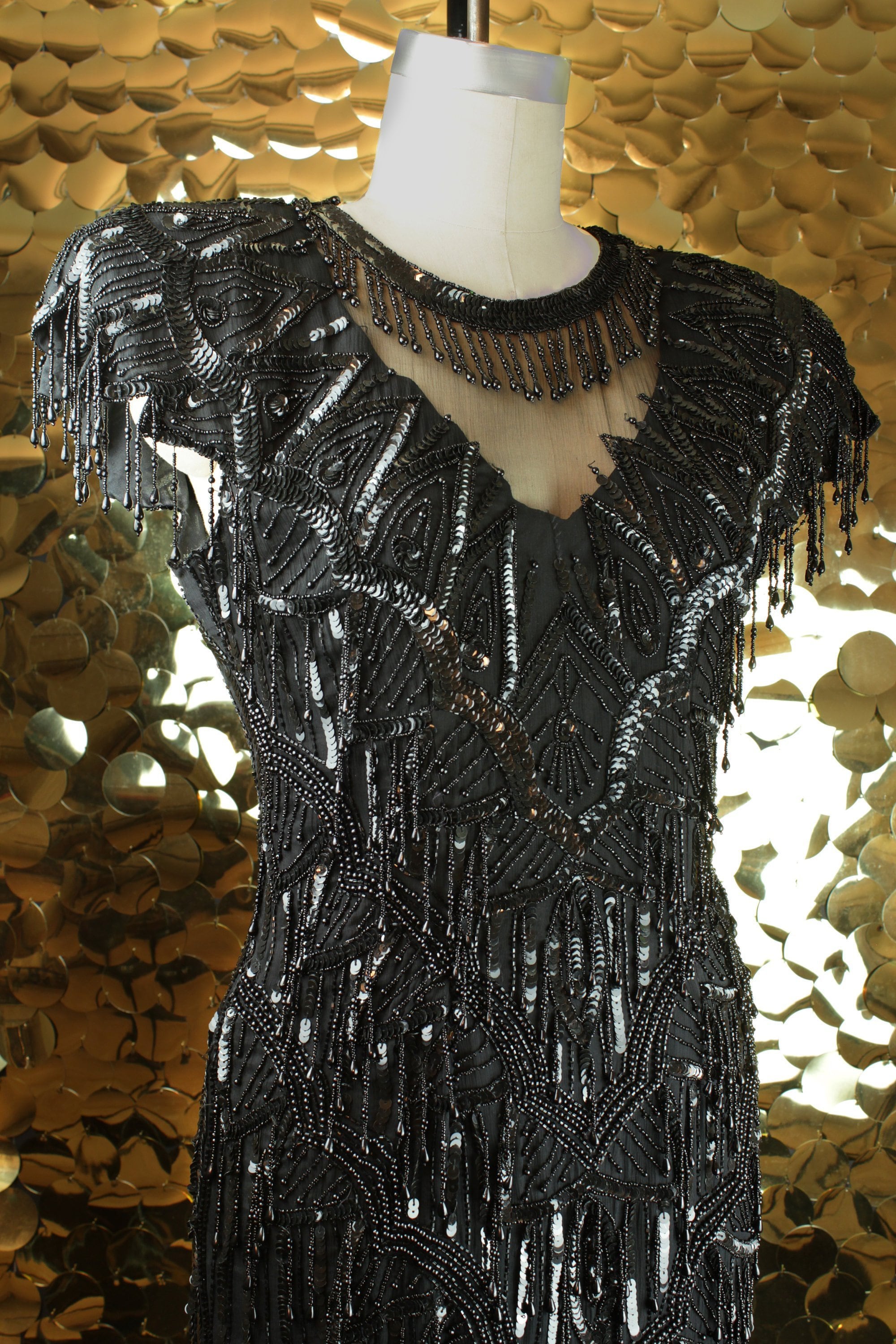 Black Laurence Kazar Embellished Flapper Dress