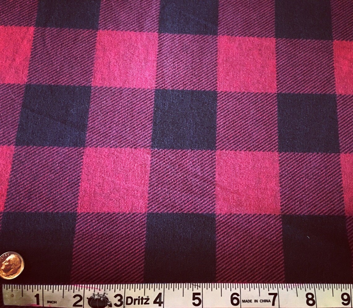 Red Black Buffalo Plaid Knit Fabric/ Stretch/ Wide Pattern/ | Etsy