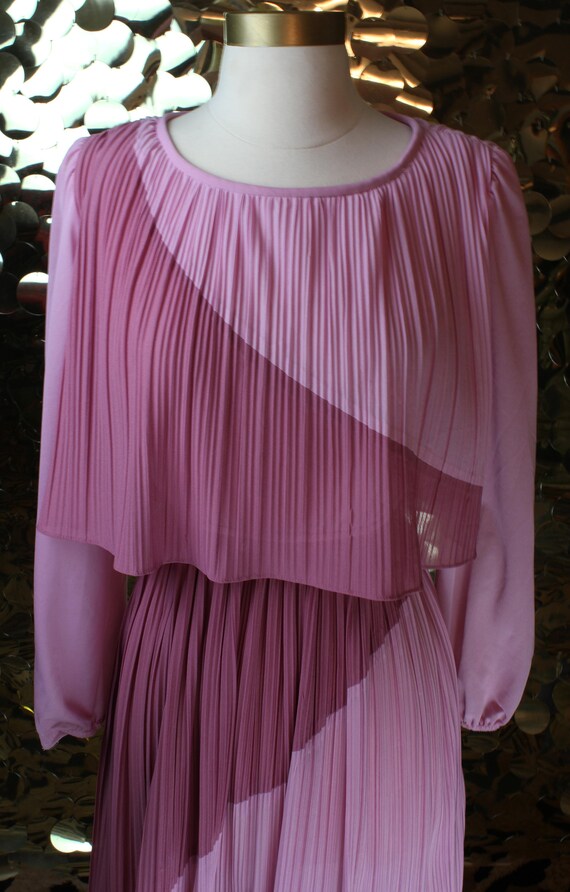 AMUSING 70s 80s Vintage Pink Mauve Color Blocked Long… - Gem