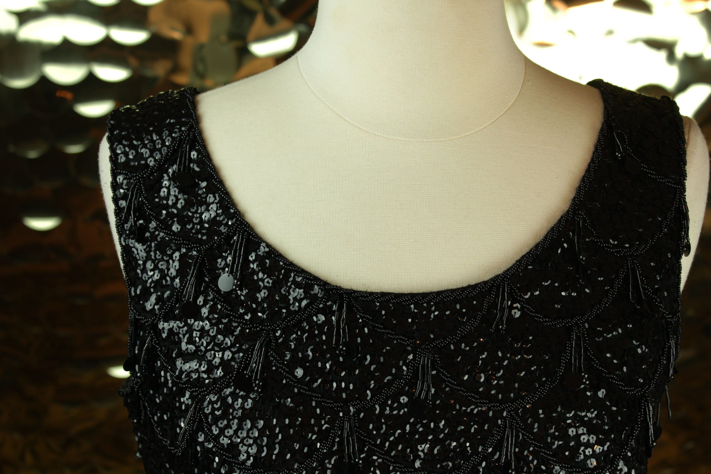 Black Famous Barr Co. Beaded Sleeveless Top