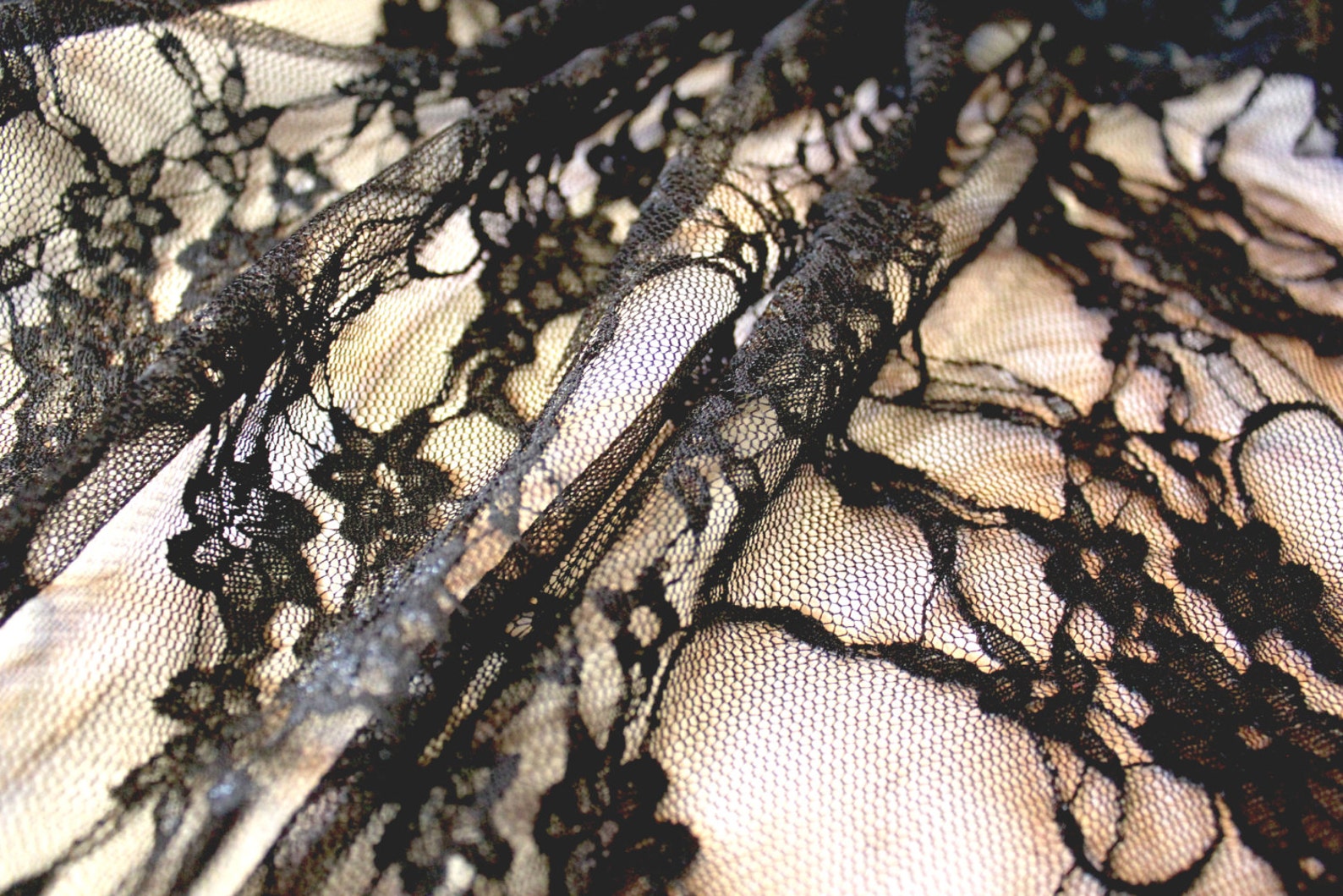 Black Stretch Lace/ Goth Fabric by the Yard/ Dancewear/ Swimwear ...