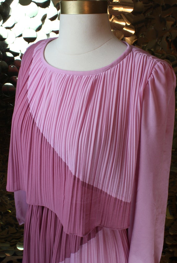 AMUSING 70s 80s Vintage Pink Mauve Color Blocked Long… - Gem