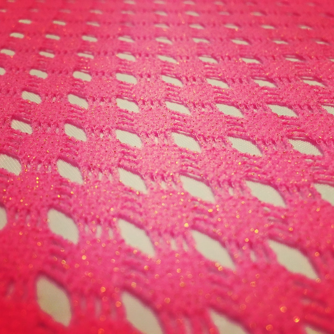 Pink Lurex Crochet Netting/ Fabric by the Yard/ Novelty Knit/ Open ...