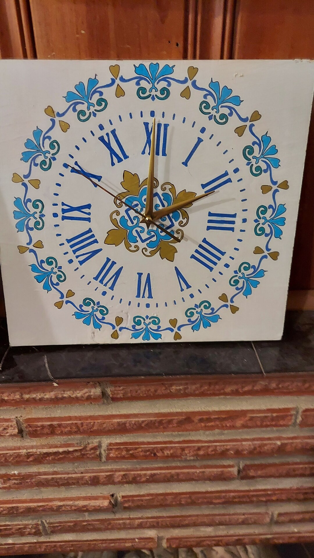 Here Pretty ,blue,gold and Green Clock - Etsy