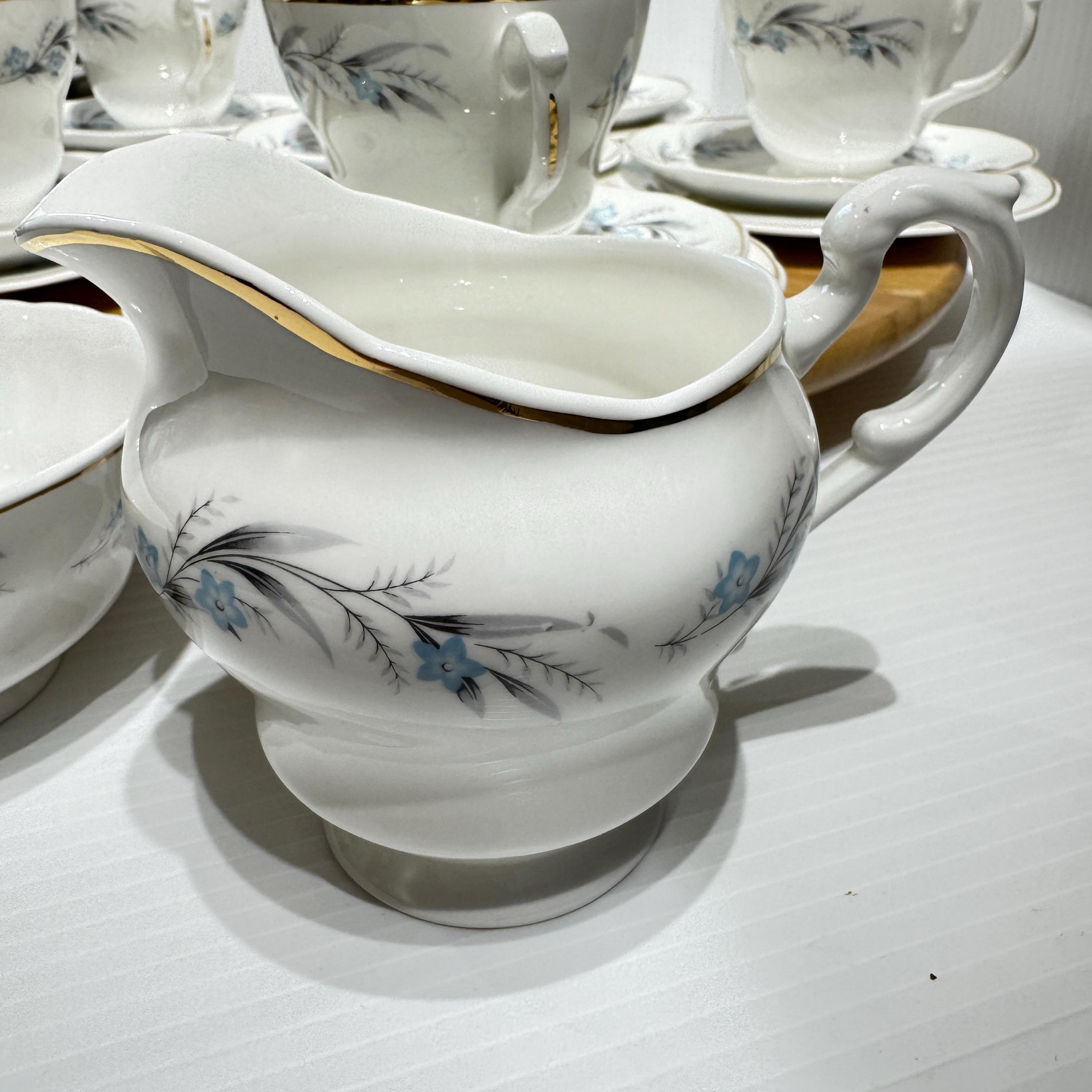 Vintage Mayfair Pottery Tea Set: Blue Floral Bone China With Gold - Etsy UK