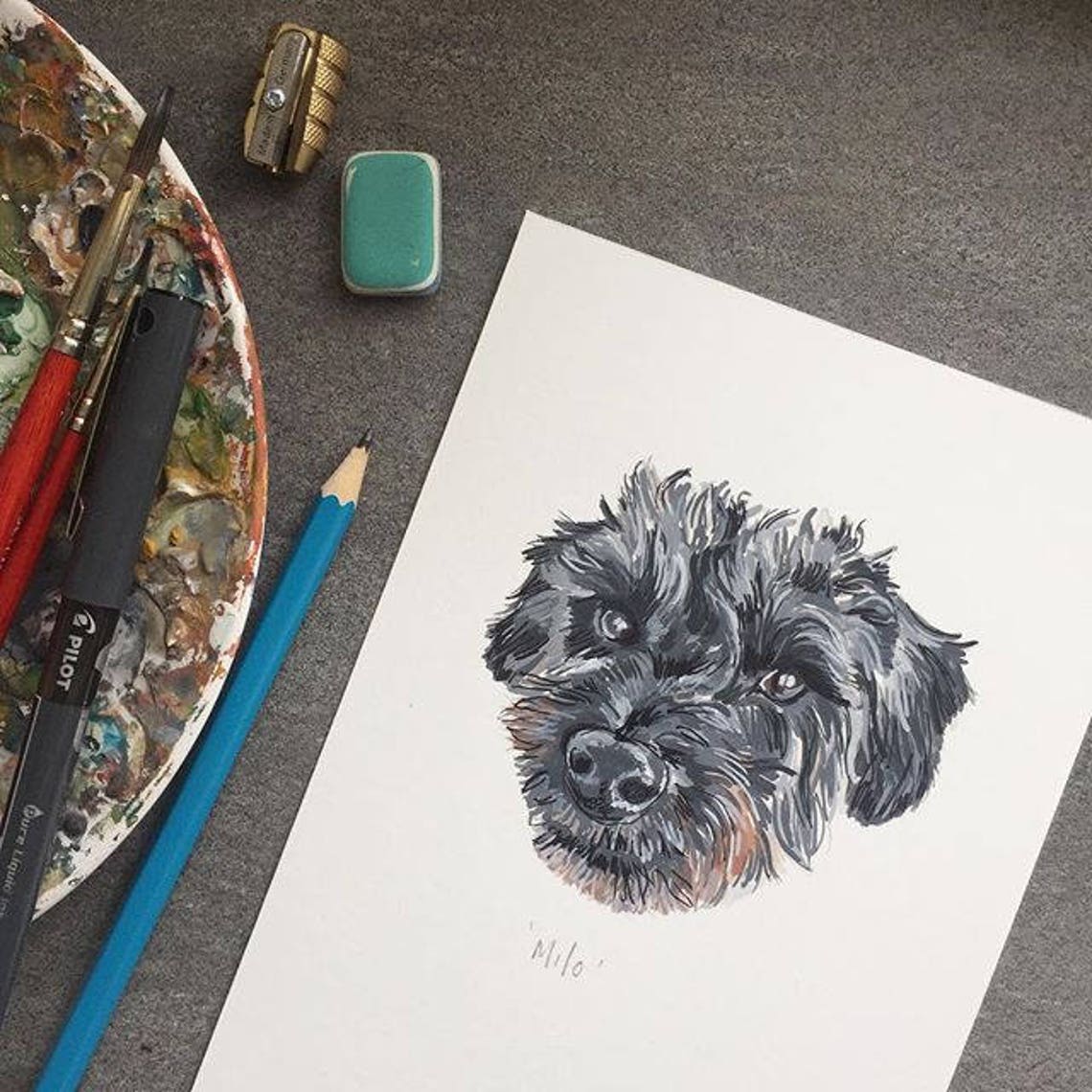 Hand Painted Personalised Dog Portrait - Etsy