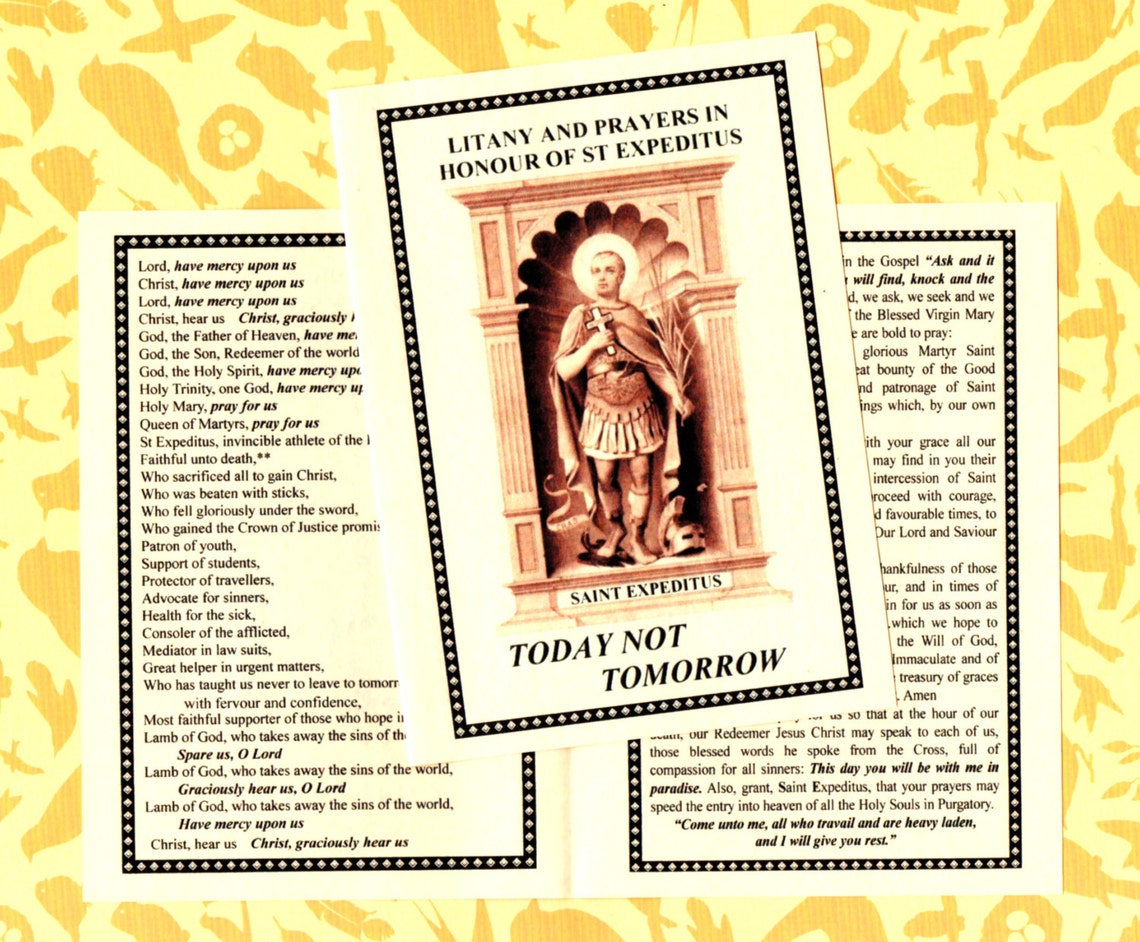St EXPEDITUS **NEW** ENGLISH Prayer Leaflet With Litany/prayers/brief ...
