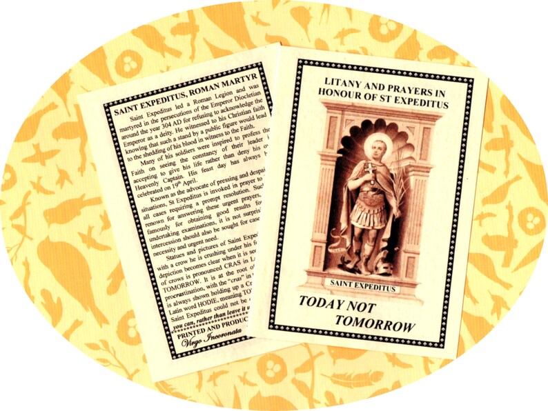 St EXPEDITUS **NEW** ENGLISH Prayer Leaflet With Litany/prayers/brief ...