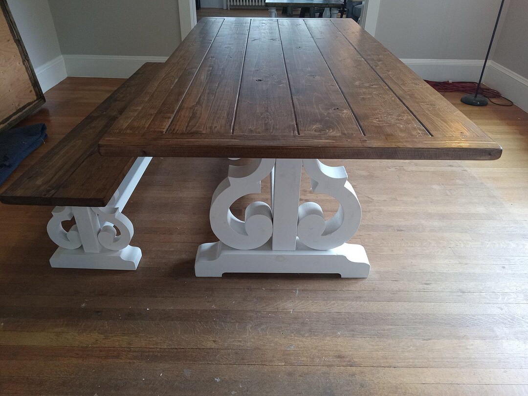 Rustic Scroll Base Table, Farmhouse Scroll Base Table, S-base Table ...