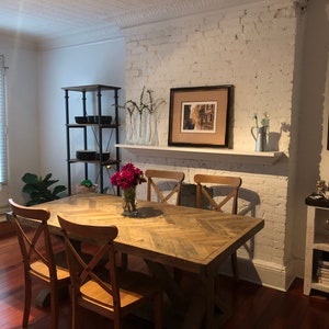 Rustic Chevron Top Table, Trestle Base Table, Dining Table (new England ...