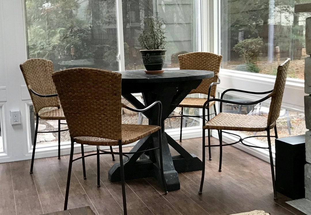 Rustic 48" Round Pedestal Base Table, Round Kitchen Table, Round Dining ...