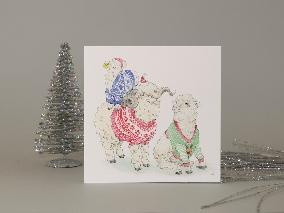 Winter Woolies // Sheep in Christmas Jumpers Greetings Card //'tis the ...