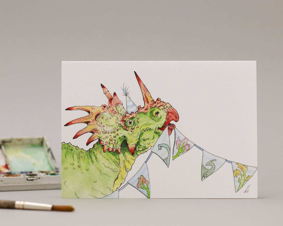 Styracosaurus Bunting/ Illustrated Dinosaur Card / Dino / Birthday Card ...