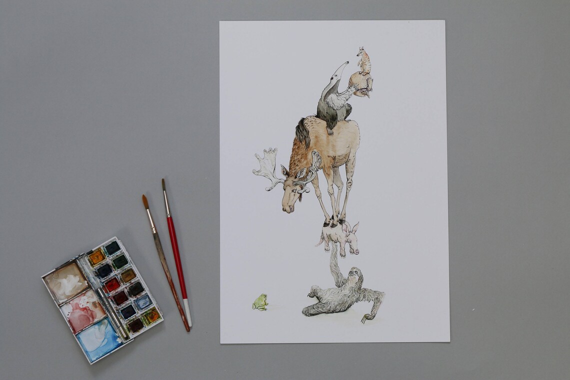 The Super Strong Sloth. A3 Art Print Featuring a Sloth - Etsy