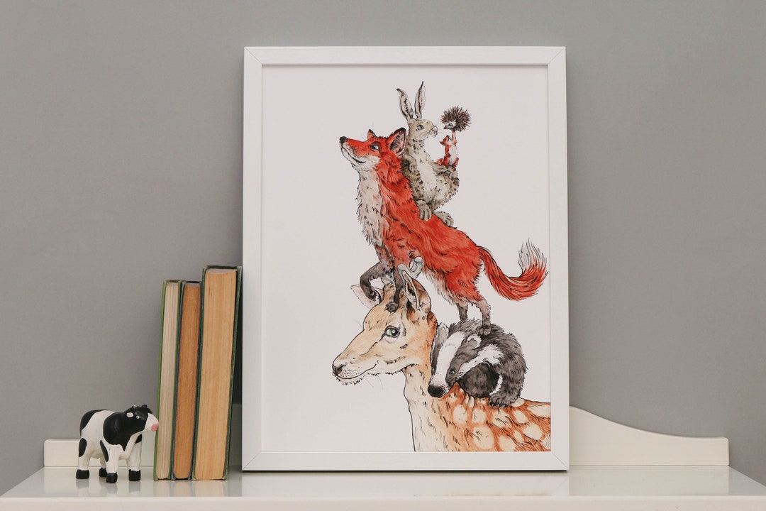 Great British Beast Watercolour Print //animal Art //fox, Badger, Deer ...