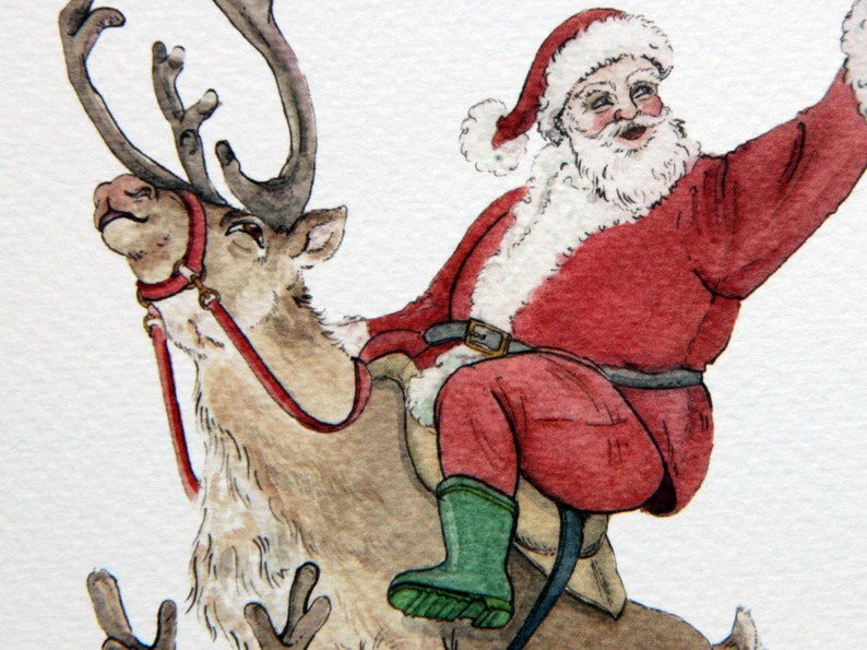 Santa Stack: Hand Drawn Christmas Card - Etsy