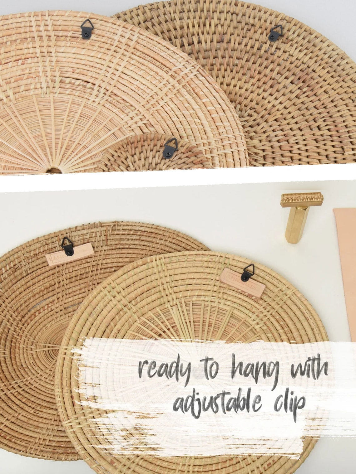 Set of 5 Rattan and Bamboo Wall Decor Round Circle Thatched - Etsy