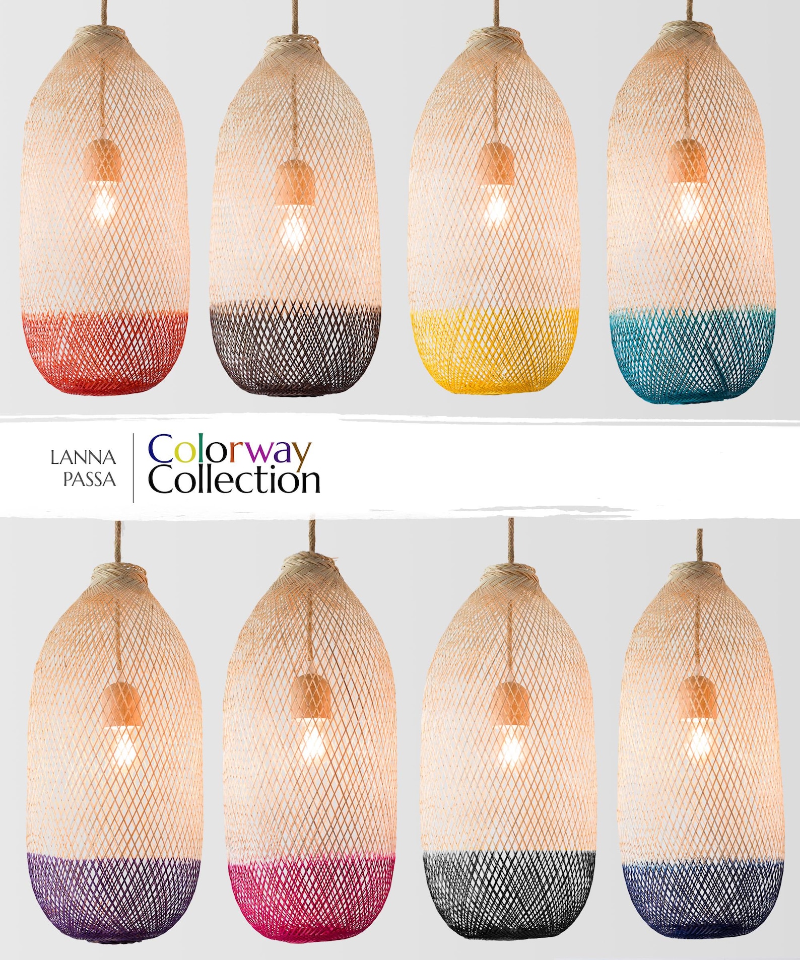 Hand-dyed Bamboo Pendant Light - Teal Turquoise Artisan Fish Trap Lamp ...