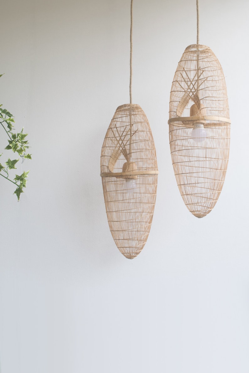 Natural Bamboo Pendant Light Handmade Lamp / Hanging | Etsy