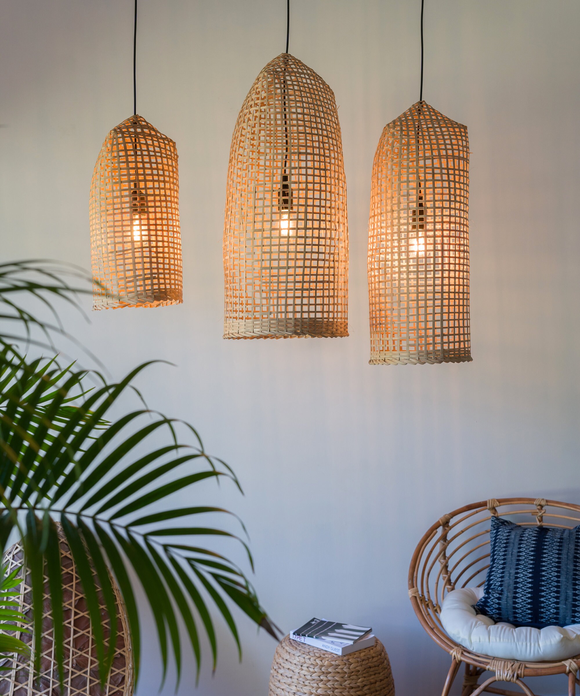 Tall Woven Repurposed Fish Trap Pendant Light Shade, Artisan Light ...