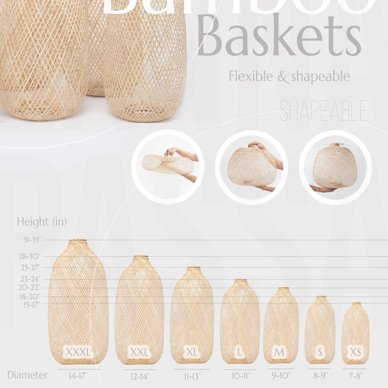 Woven Flexible Boho Bamboo Pendant Light Rattan Wicker Suspension ...