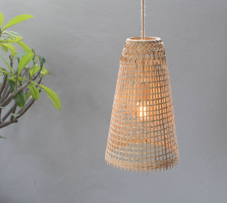 Bamboo Pendant Light Handmade Wooden Pendant Lamp Hanging | Etsy