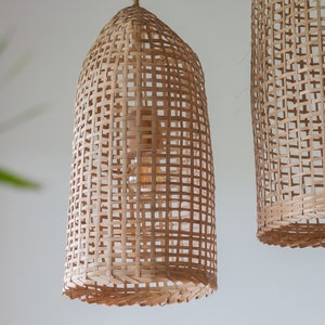 Tall Woven Repurposed Fish Trap Pendant Light Shade, Artisan Light ...