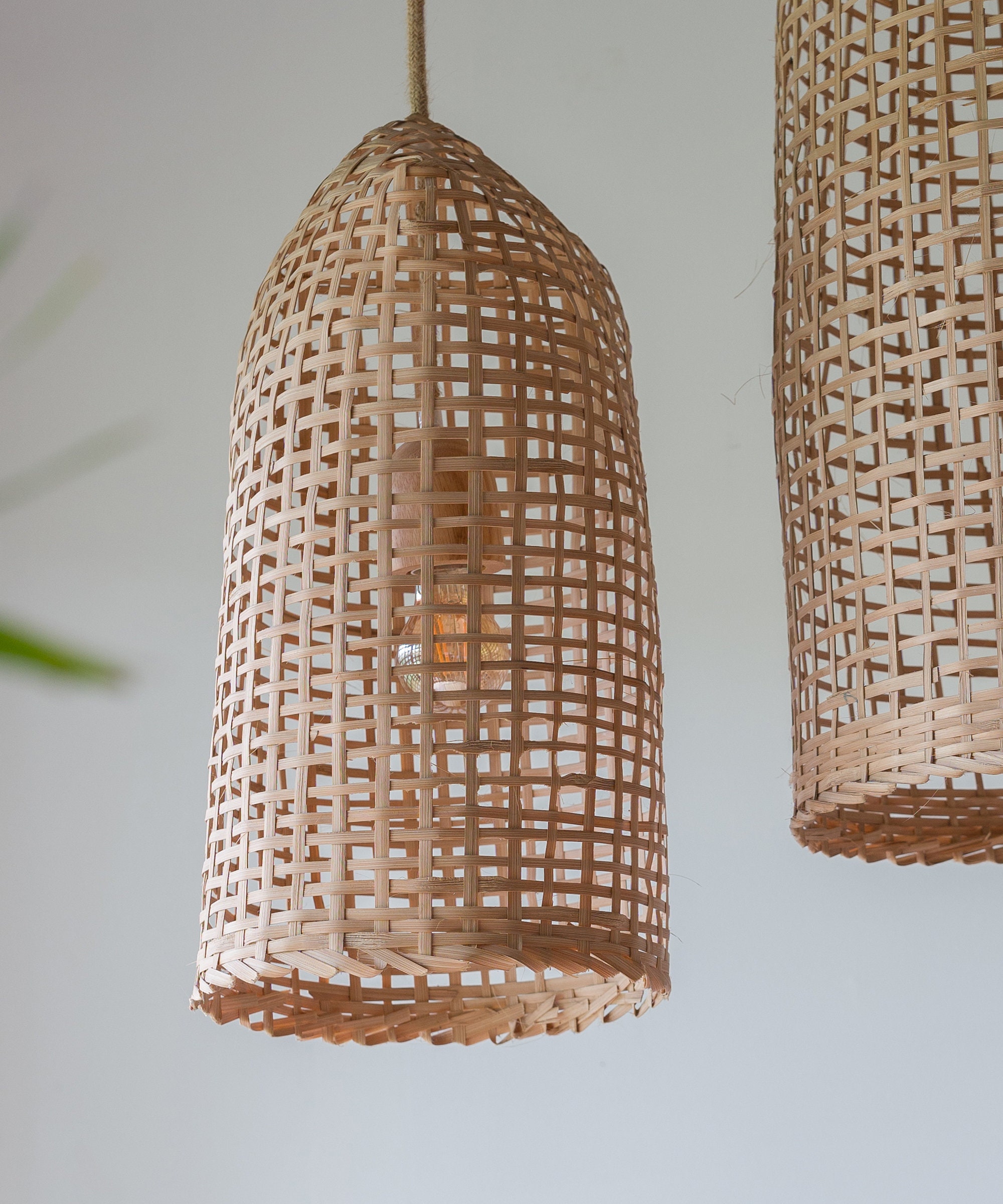 Tall Woven Repurposed Fish Trap Pendant Light Shade: Artisan Long ...