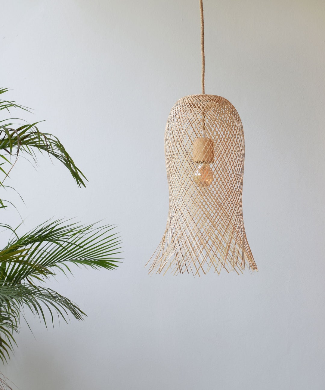 Bamboo Pendant Light - Handwoven Bamboo Shade Octopus Flare Cafe Shop ...