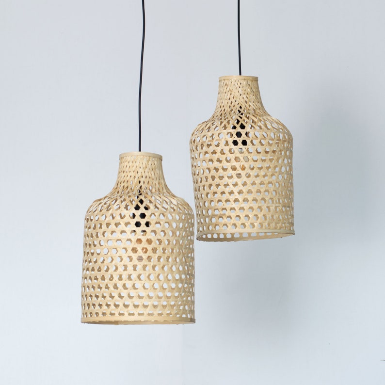 Handmade Woven Bamboo Pendant Light – Chinese Lantern Lampshade - Etsy
