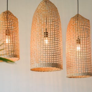 Tall Woven Repurposed Fish Trap Pendant Light Shade, Artisan Light ...