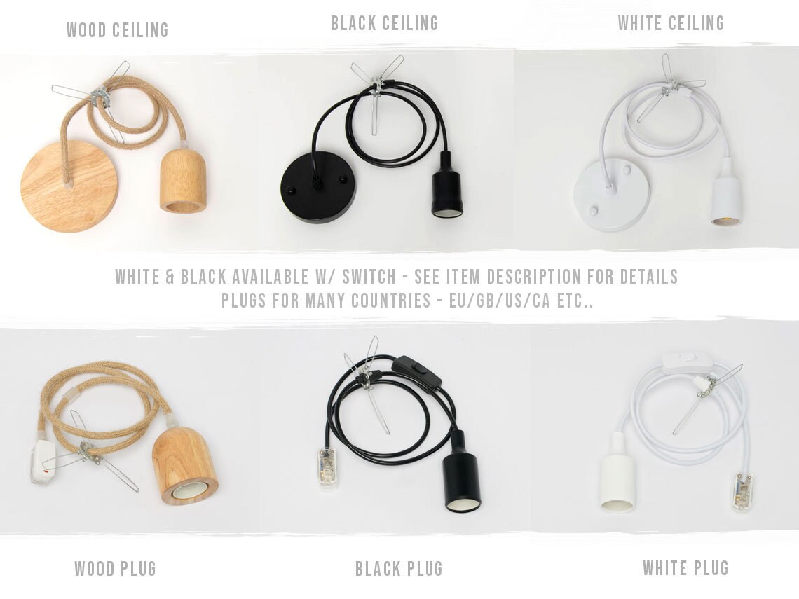 Cable Set for Pendant Light Natural Wood & Rope Metal - Etsy