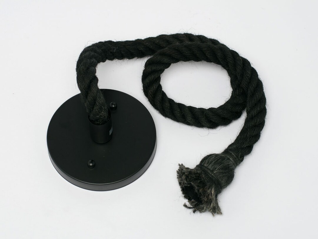 Thick Rope Cable Set for Pendant Light - Black - Natural Wood Rope ...
