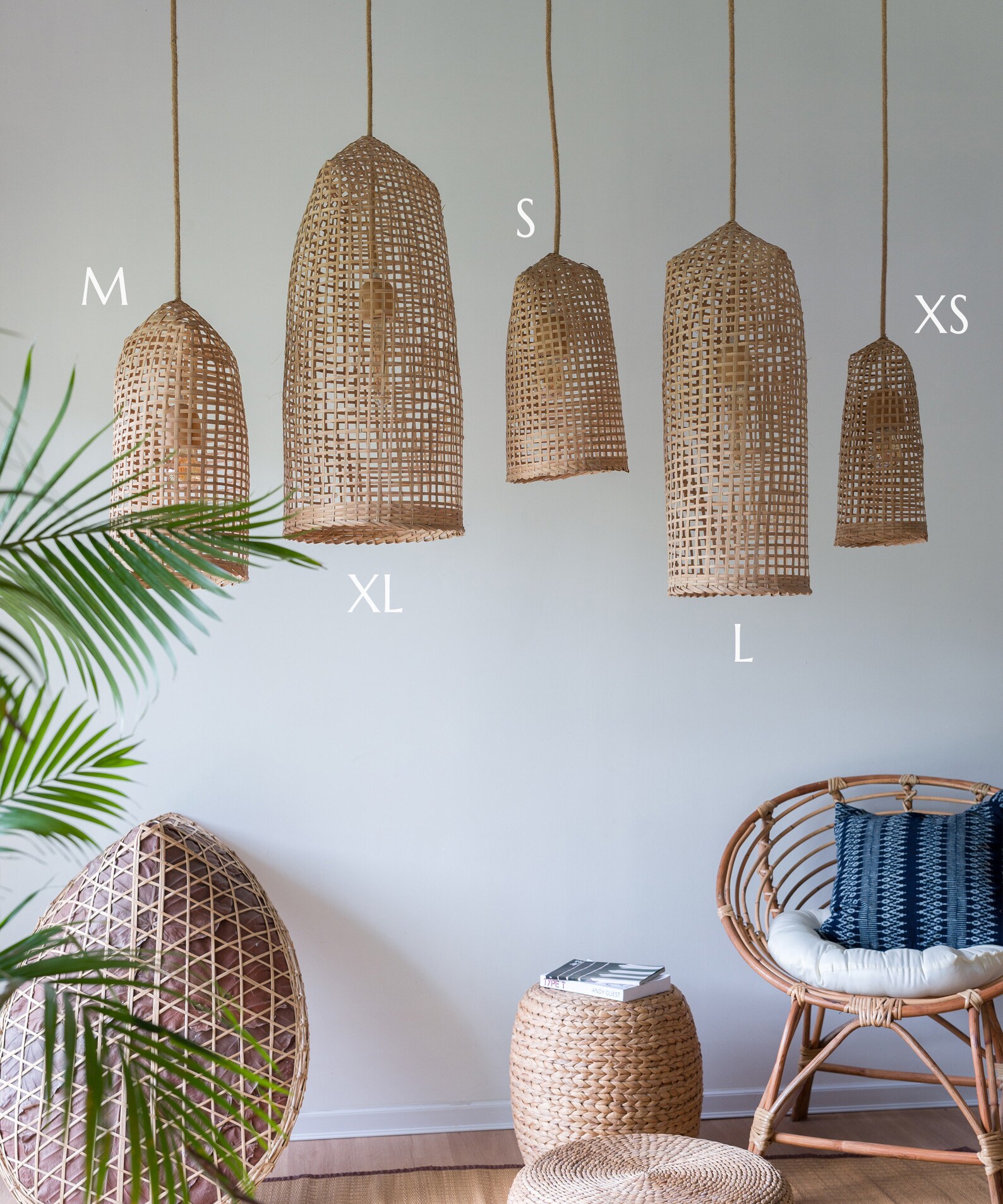 Tall Woven Repurposed Fish Trap Pendant Light Shade: Artisan Long ...