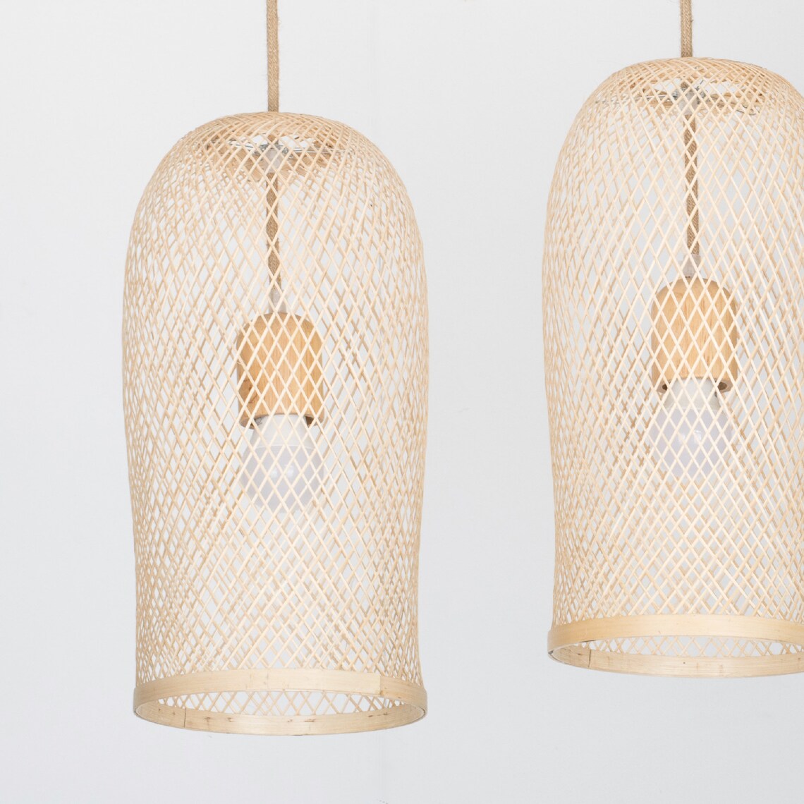 Natural Bamboo Light Handmade Woven Pendant Lamp / Hanging | Etsy