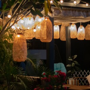 Outdoor Lighting Set Bamboo Pendant String Lights - Etsy