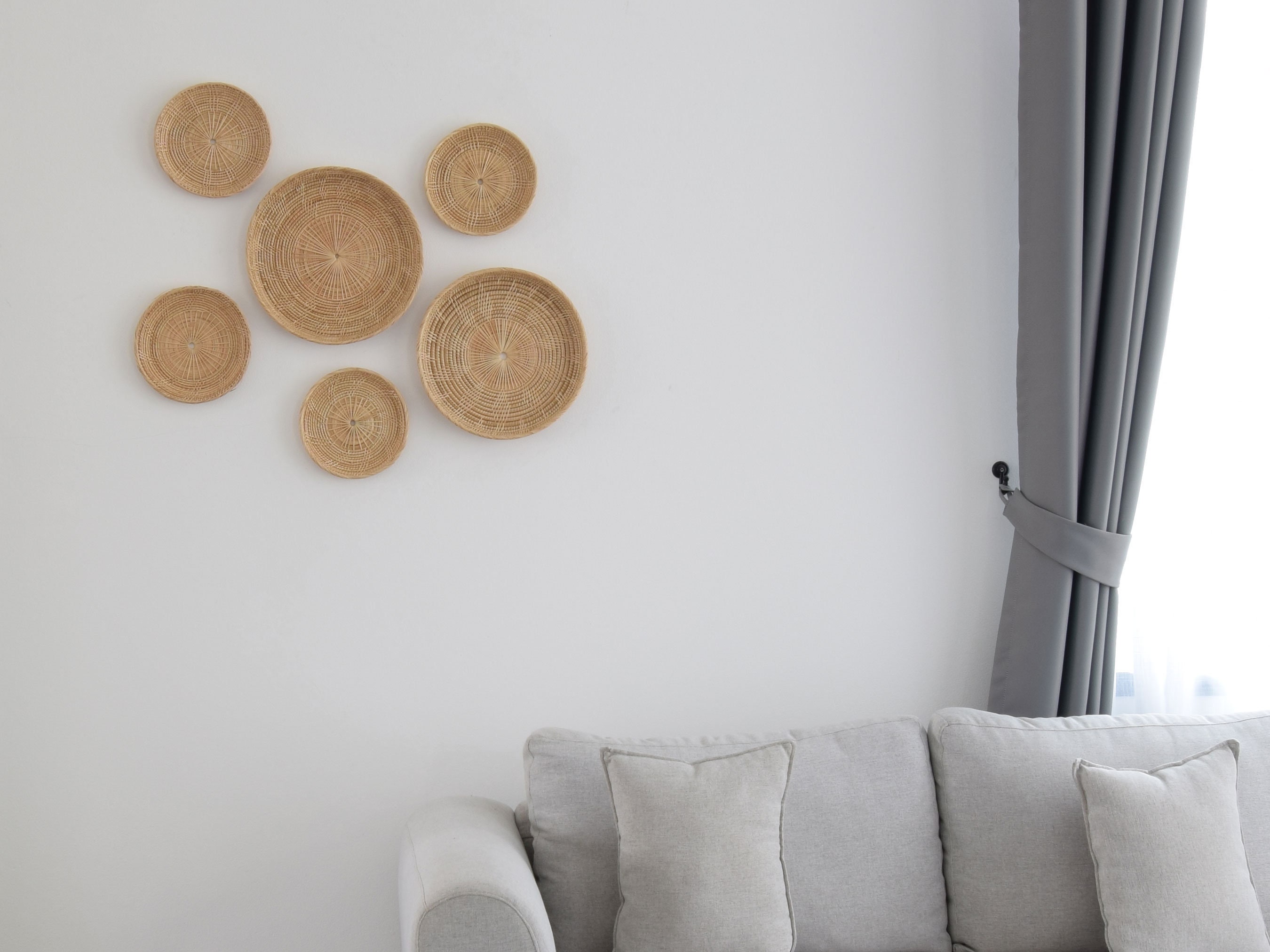 CLASSIC Set of 6 Woven Rattan Wall Decor Round Plate | Etsy