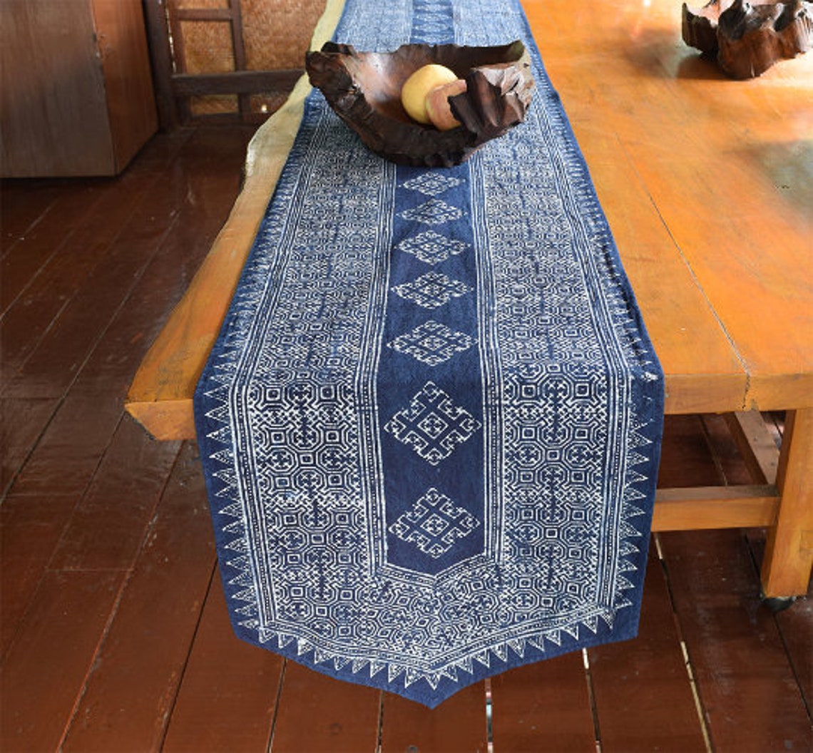 Handwoven Hmong Indigo Batik Table Runner Handwoven Hill - Etsy Canada