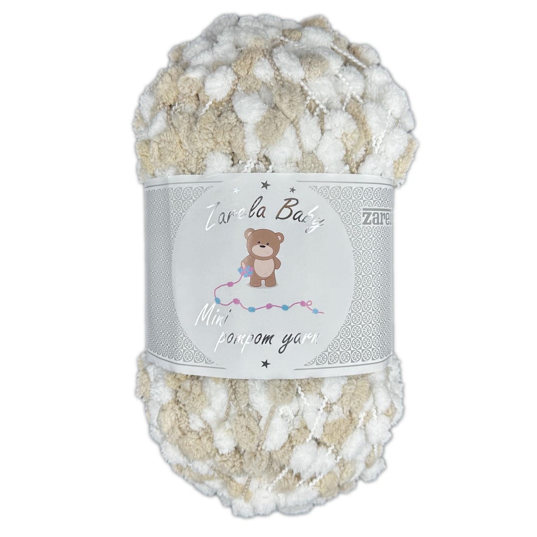 Zarela Baby **MINI** Pom Pom Yarn 200g - M09 White-beige - Etsy