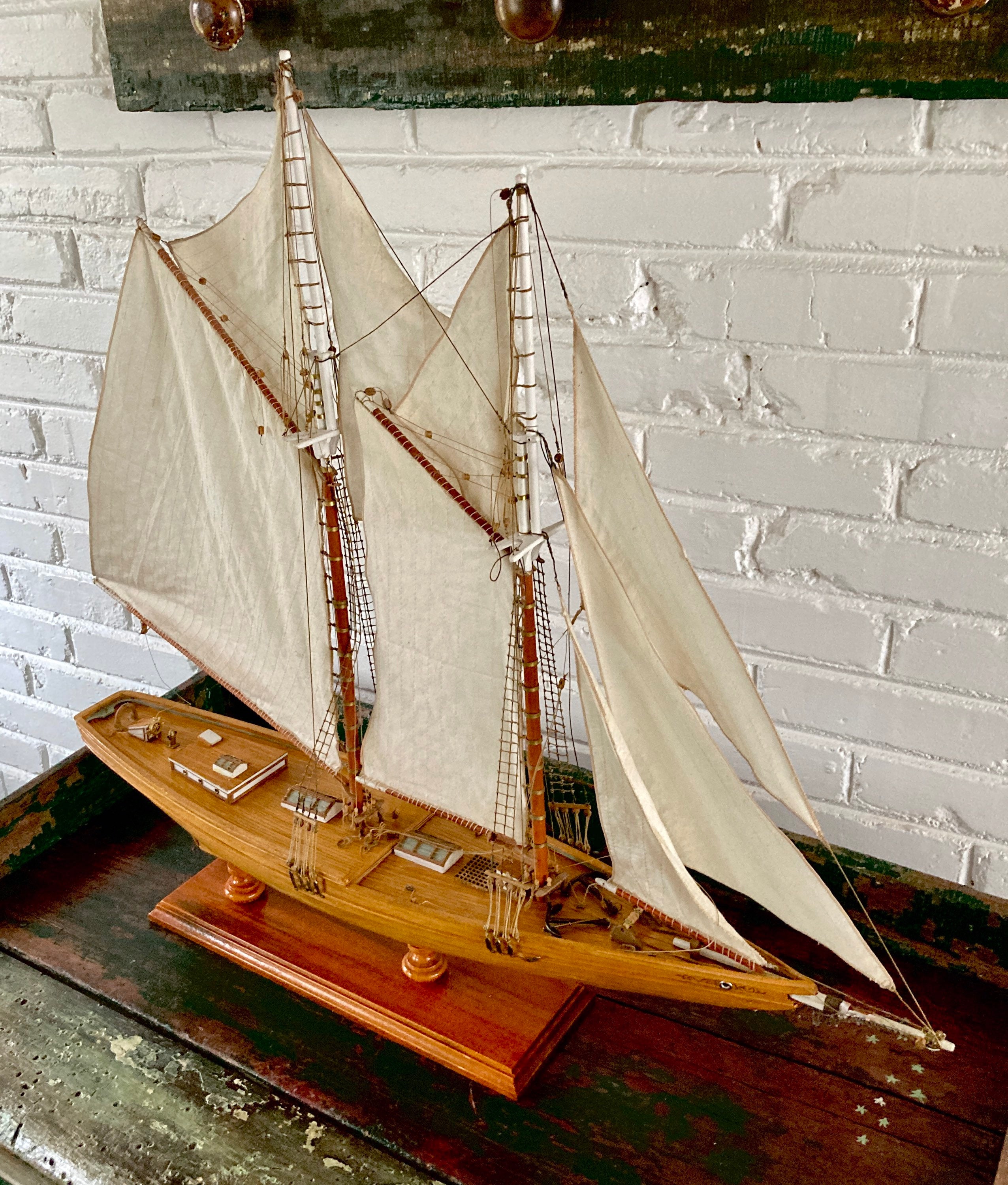Wooden Scale Model Schooner bluenose II Assembled Rigged & Under Sail ...