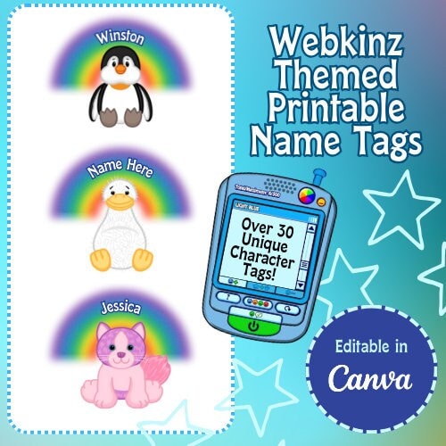 WEBKINZ Printable Canva Template RA Door Decs Name Plates Name Tags ...