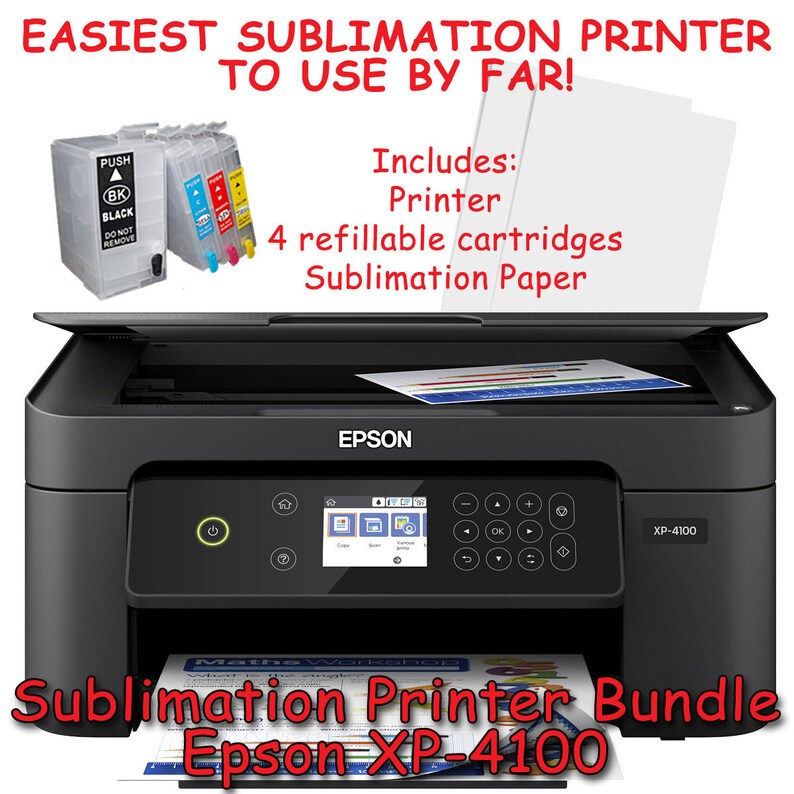Epson XP-4100 CHIPLESS Sublimation Printer Bundle With - Etsy