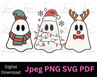 Christmas Ghost SVG Bundle Boo Svg Christmas Svg Halloween - Etsy