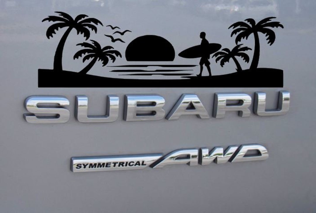7" Beach Surfer Decal, Sunset Car Emblem Graphic, Sticker for Trunk ...