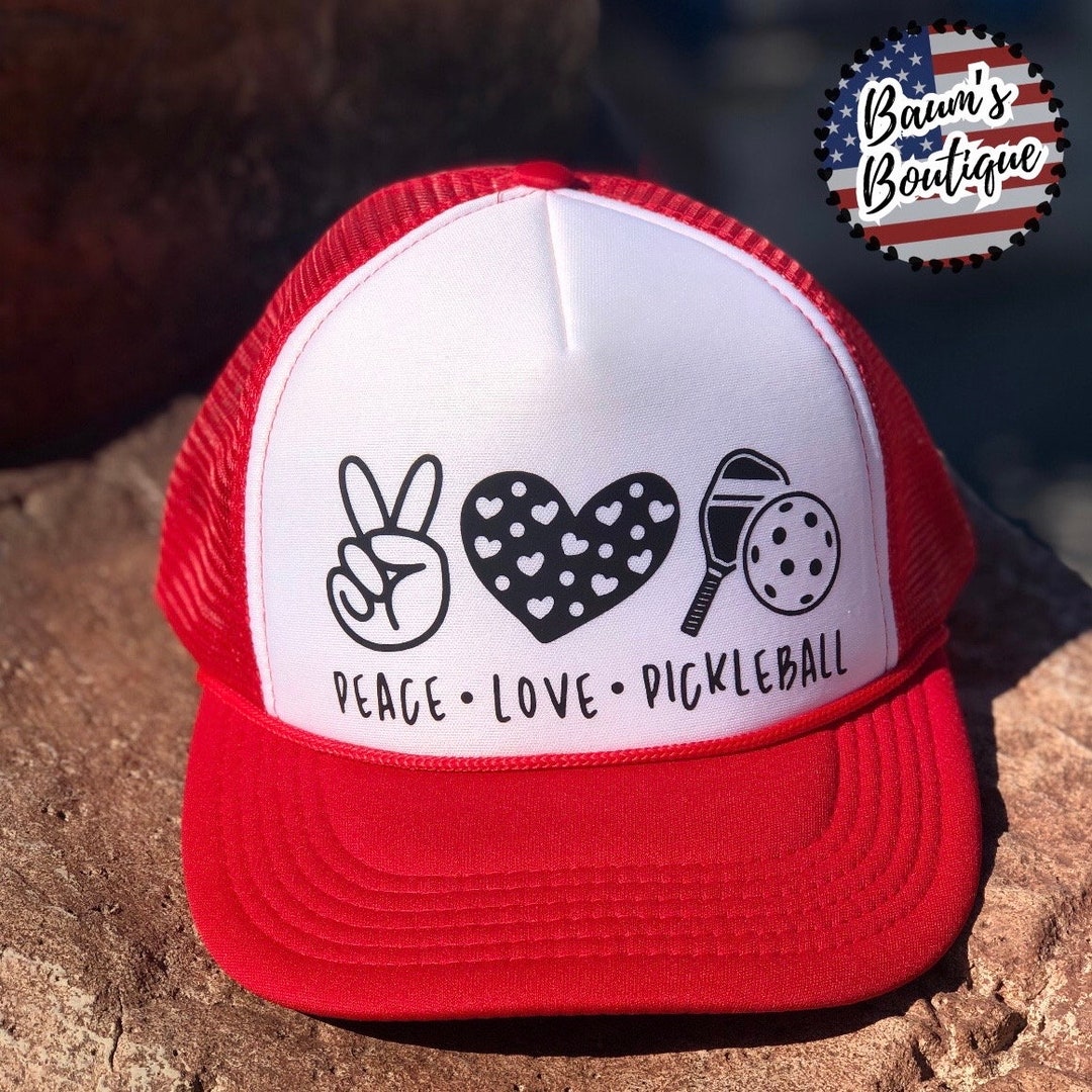 Peace Love Pickleball Trucker Hat, Pickleball Baseball Hat, Women’s Pickleball Hat, Funny ...