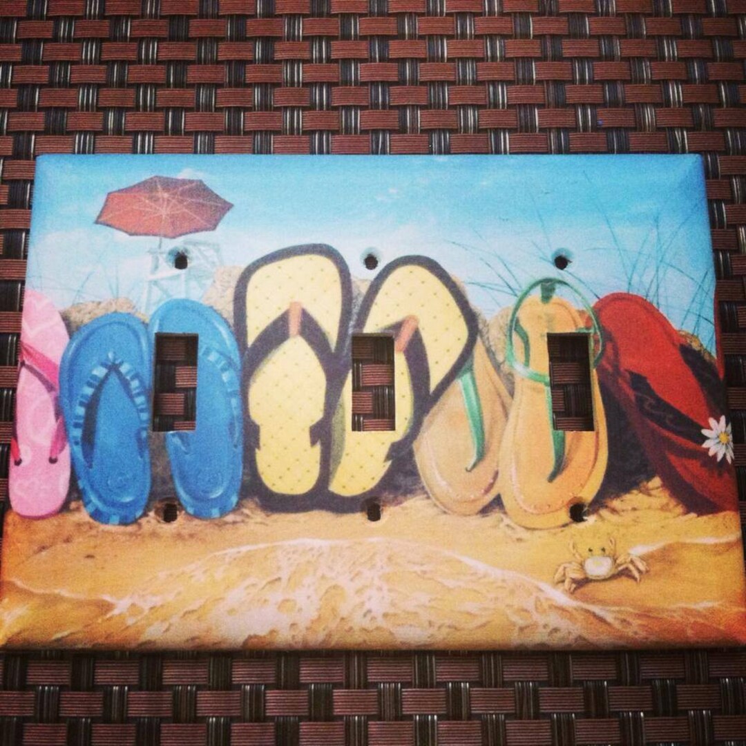Beach Themed Light Switch Cover Sandals Theme Custom Light Switch Cover ...