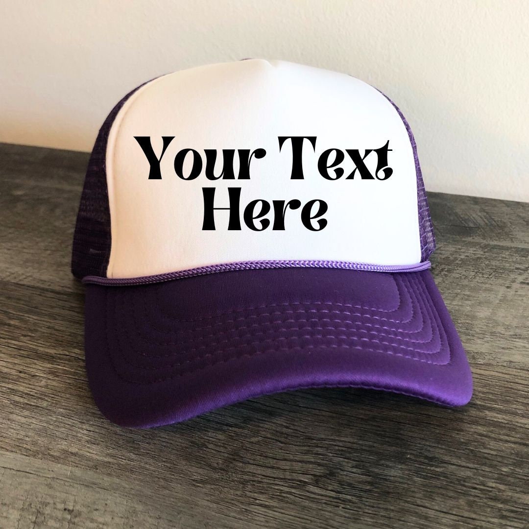 Personalized Trucker Hat, Custom Text Hats, Customizable Hats, Purple ...