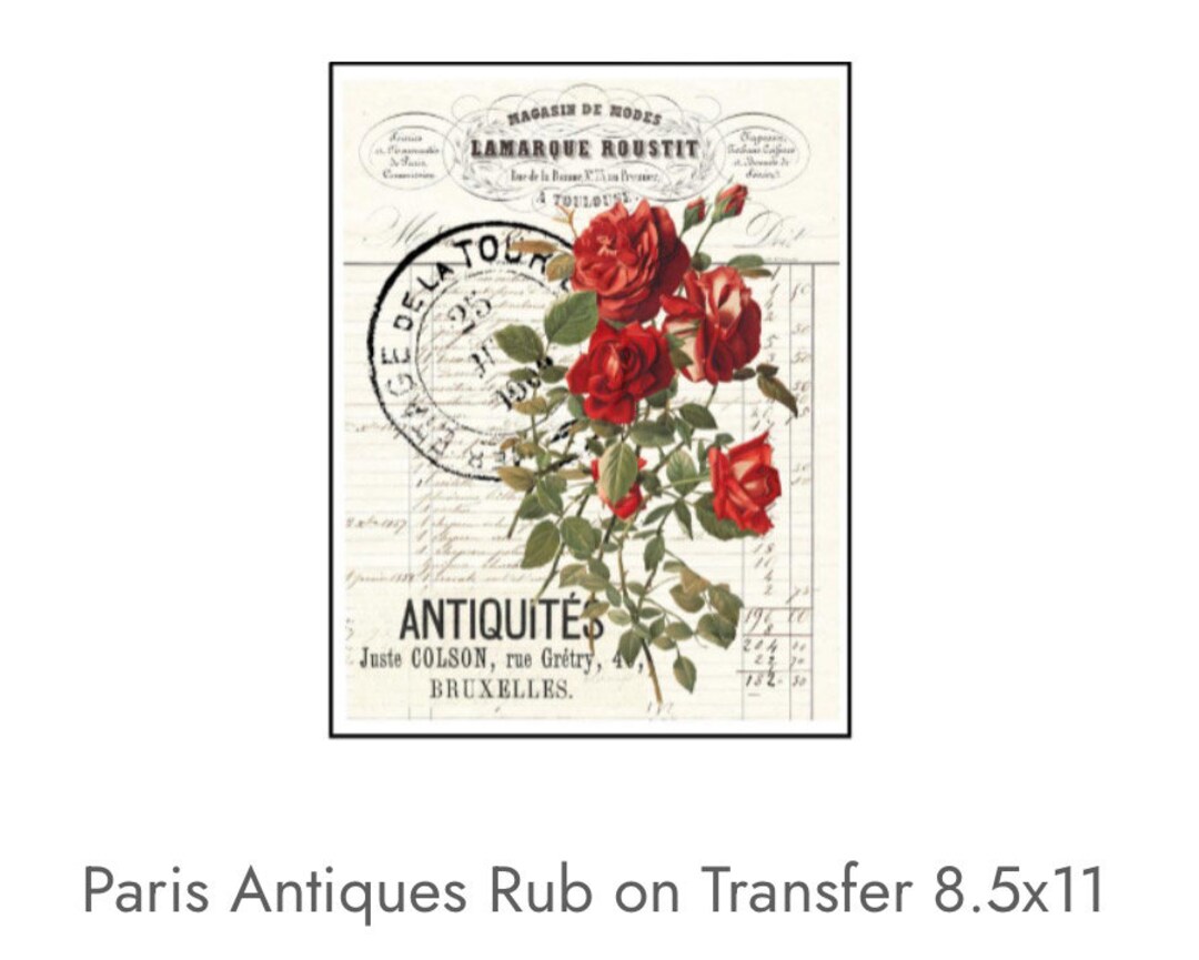 Paris Antiques Rub on Transfer 8.5 X 11 - Etsy